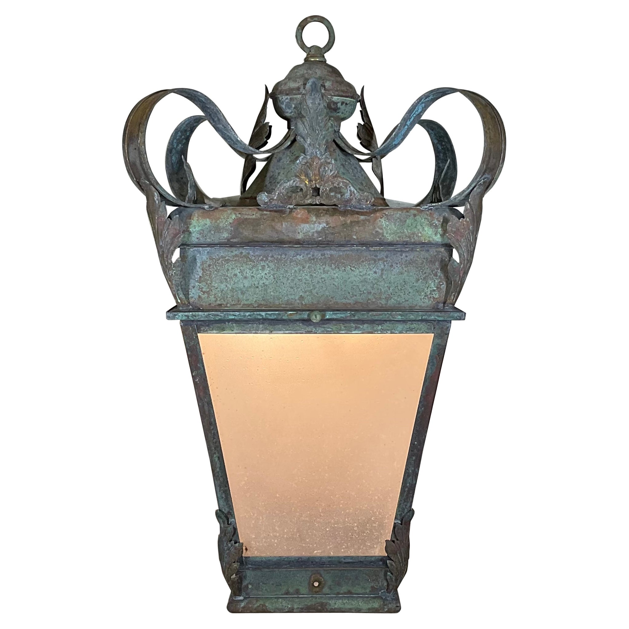 Large Funky Brass Hanging Lantern at 1stDibs