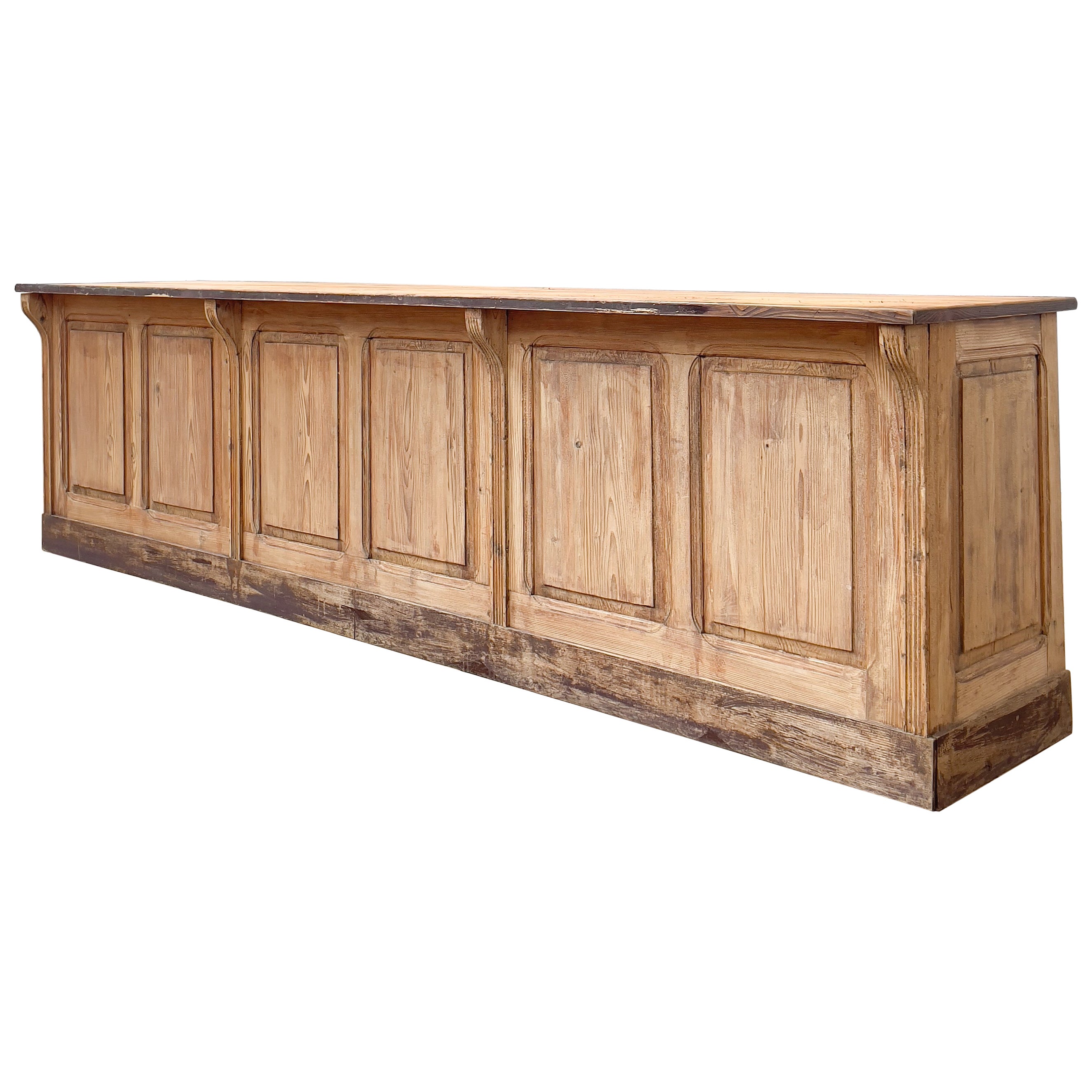 Early 20th French Large Wooden Counter Shop at 1stDibs
