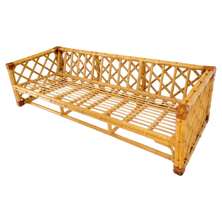Bamboo Rattan Box Shape Frame Mid-Century Modern Sofa at 1stDibs
