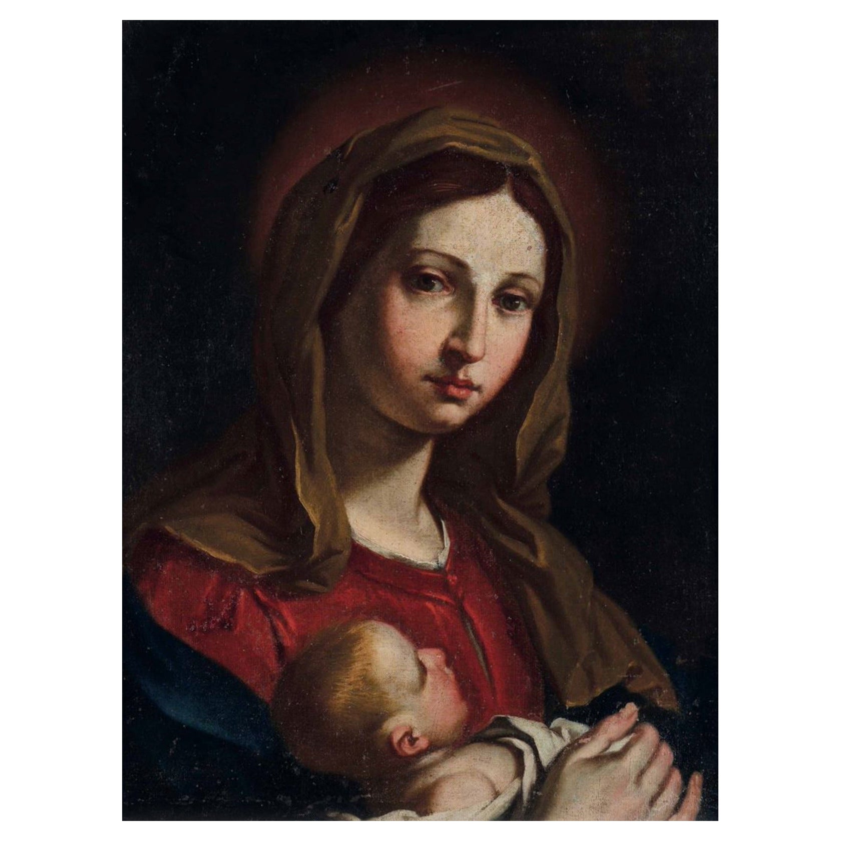 Ancient Italian Religious Painting Madonna with Child from the 17th ...