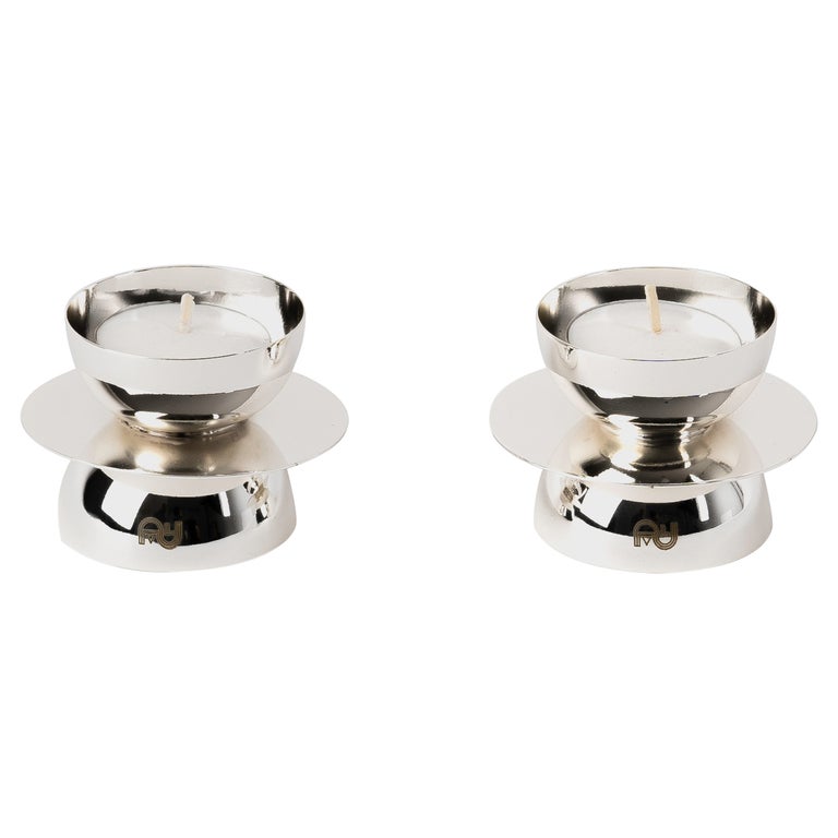 Contemporary Modern, Kubbe Tealight Holders, Nickel Silver Plated, Set ...