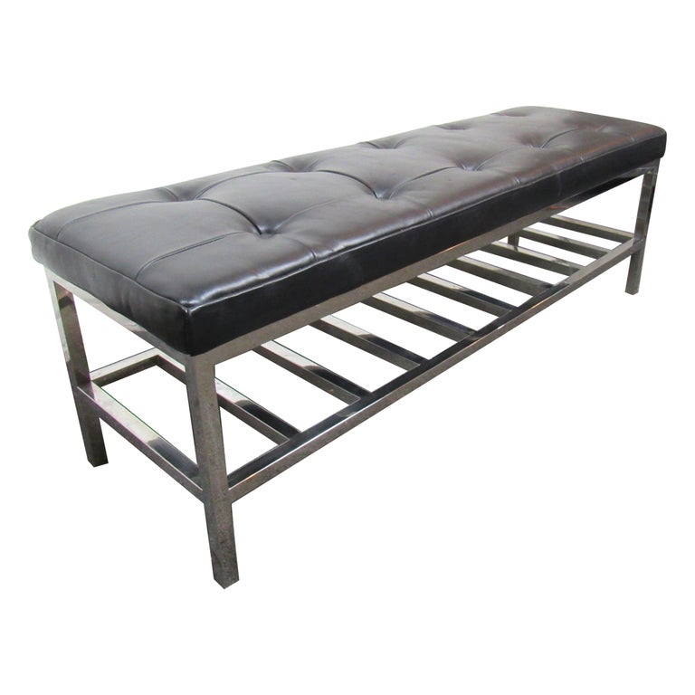 Black Tufted Bench For Sale at 1stDibs