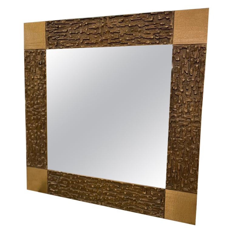Square Mirror in Bronze by Luciano Frigerio For Sale at 1stDibs