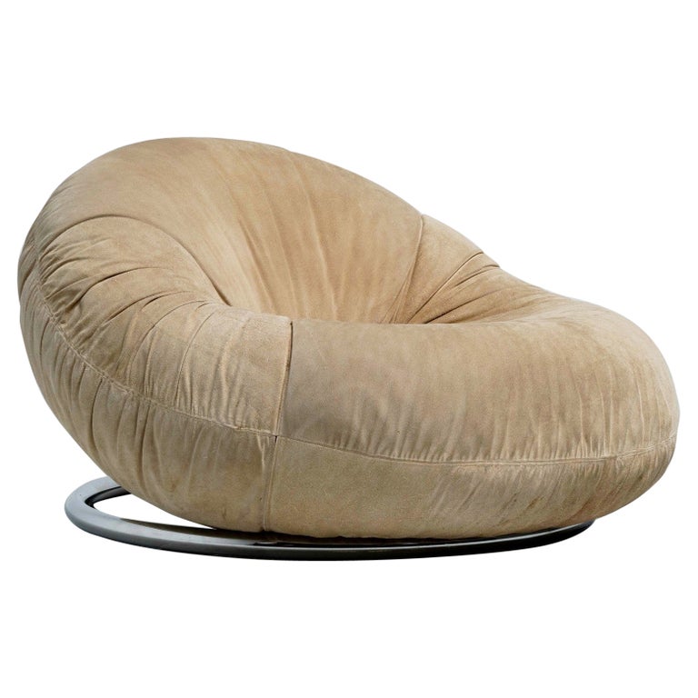 Donut Shaped Lounge Chair in Suede Italy, 1970s at 1stDibs