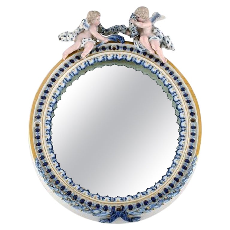 Antique Meissen Porcelain Mirror with Original Glass, Decorated with ...