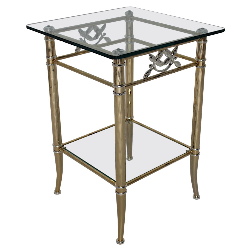 Arthur Court Hollywood Regency Gold Lily Leaf Flower Round Glass Top ...