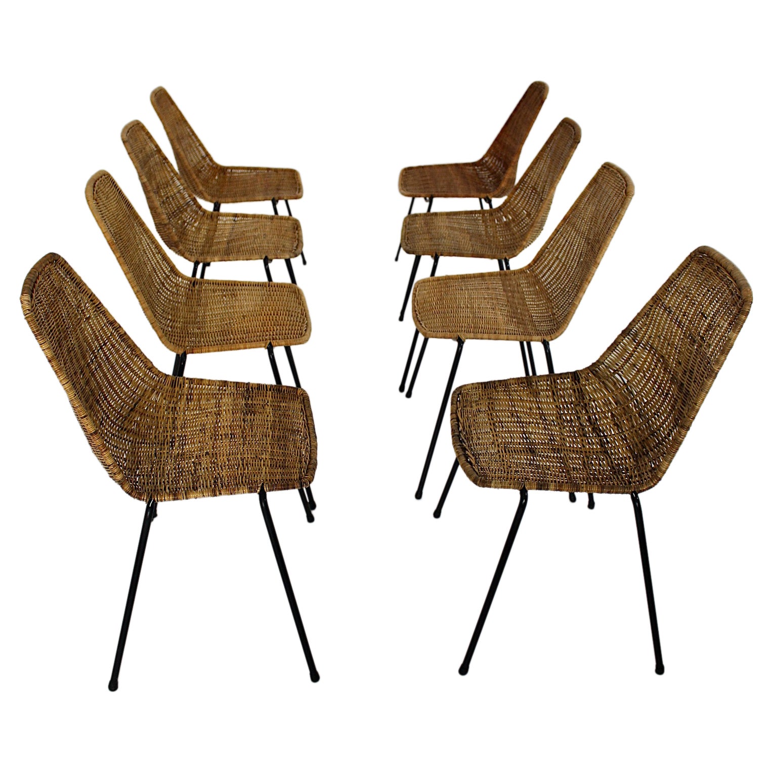 Gian Franco Legler Wicker Basket Chair and Ottoman, 1951, Switzerland ...