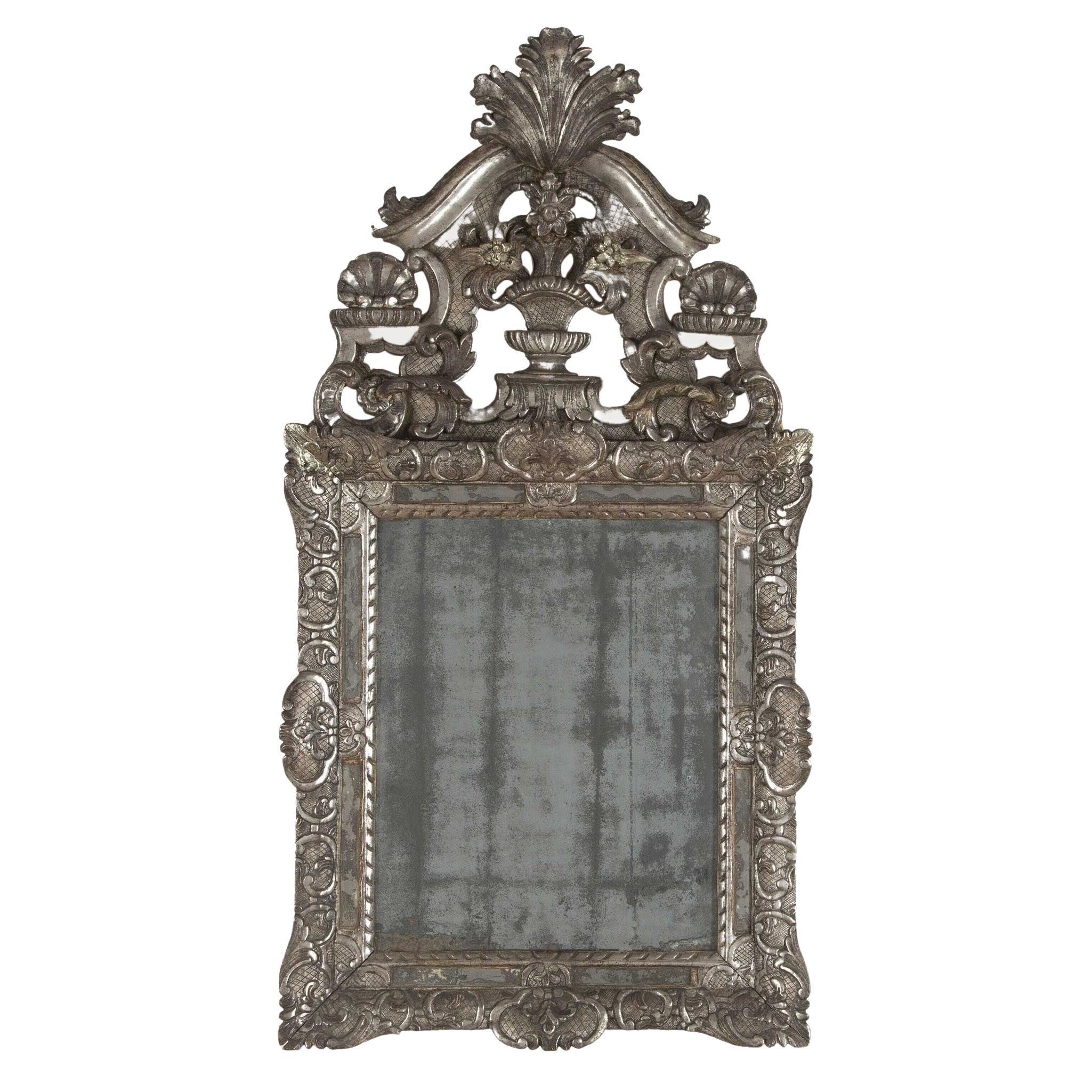 French Reproduction Silver Giltwood Mirror at 1stDibs