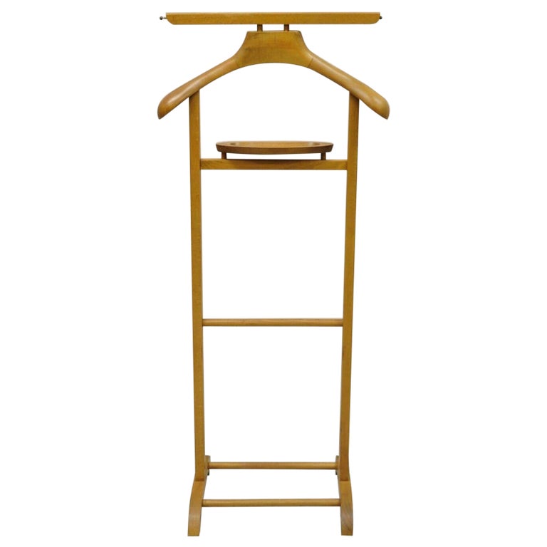 Italian Mid Century Modern Birch Wood Clothing Valet Butler Stand By ...
