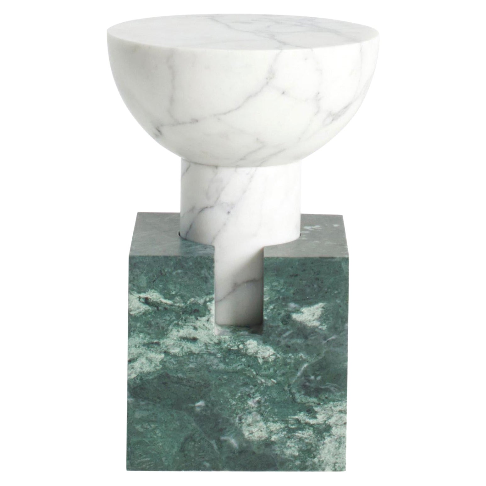 Rustic Wood Block Tall Side Table at 1stDibs