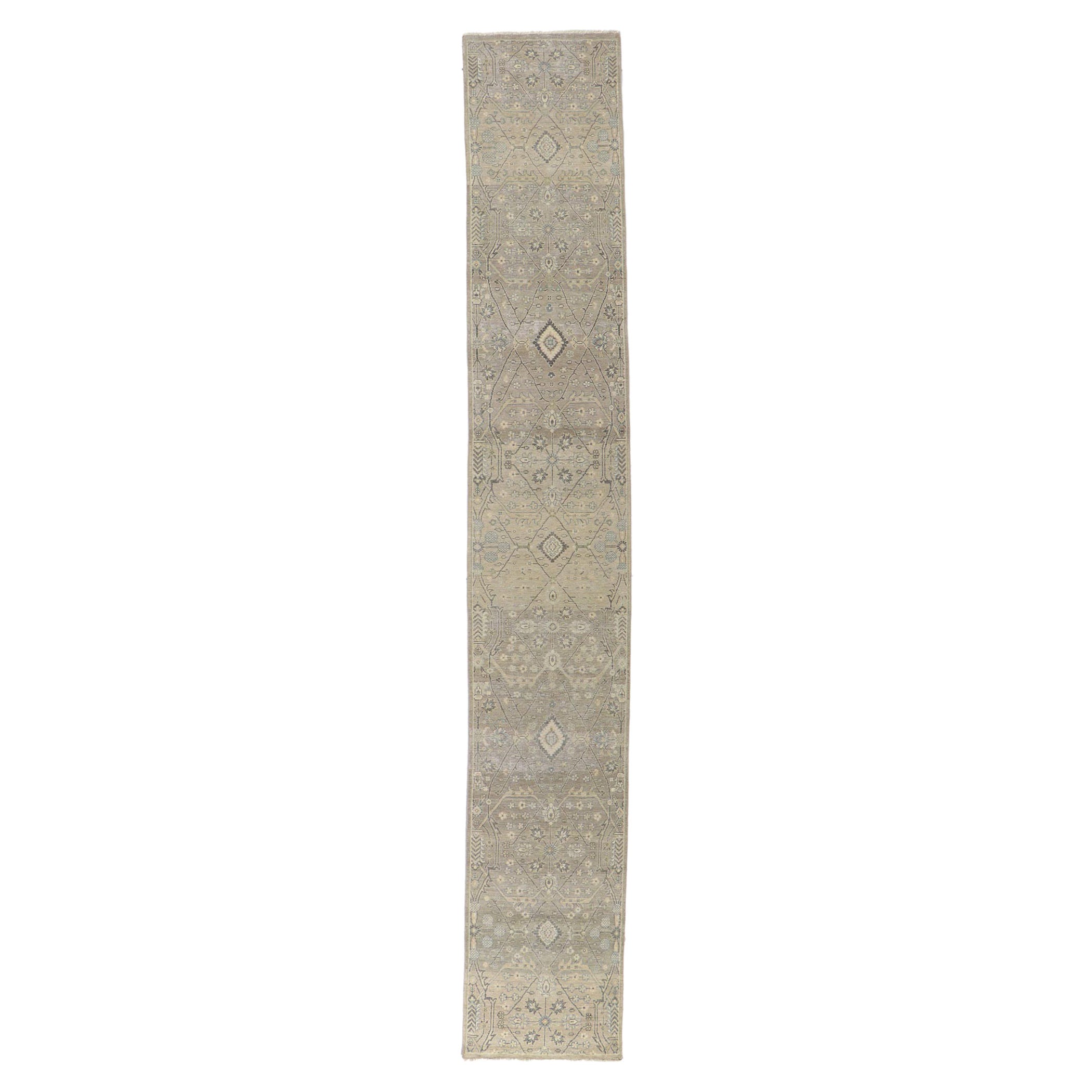 New Contemporary Grey Hallway Runner with Modern Style For Sale at 1stDibs