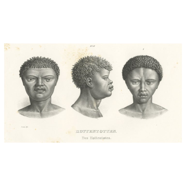 Antique Print of Khoikhoi, Hottentot Tribe in South Africa, C.1845 For Sale at 1stDibs