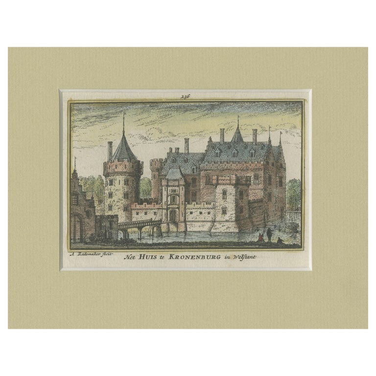 Old Print of Kronenburg Castle Near Loenen, Utrecht, Holland, 1730 For ...