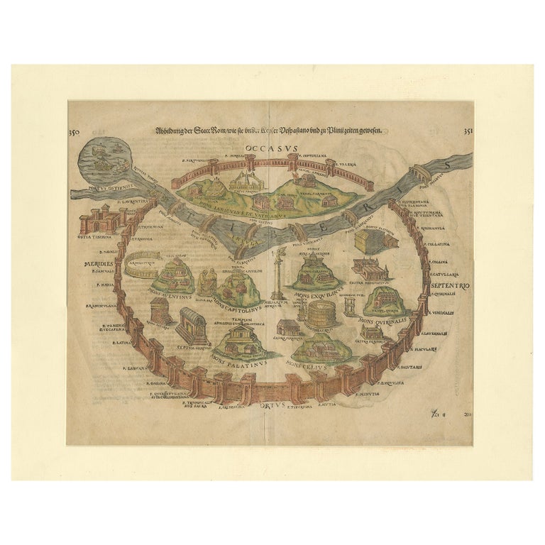 Antique Print of the City of Rome, Italy by Münster, C.1580 For Sale at ...