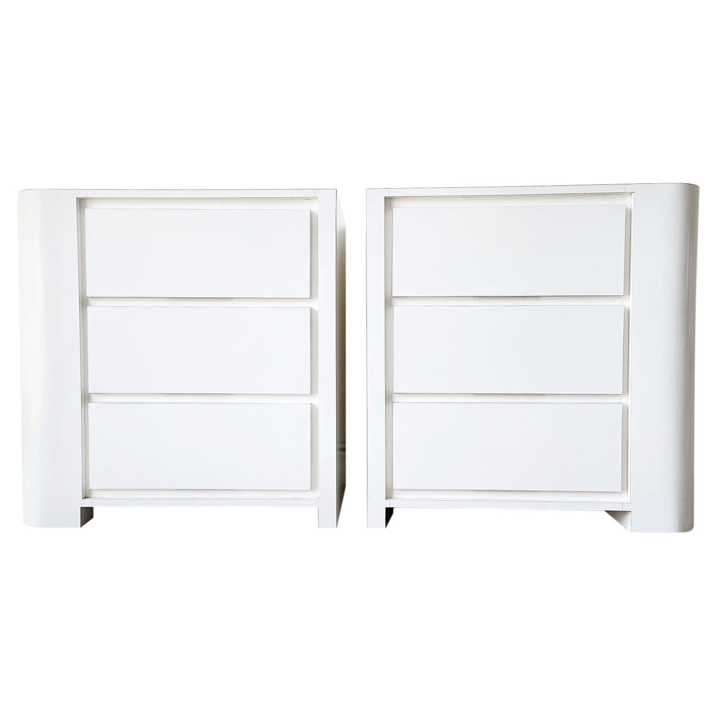 White Lacquer Diamond Shape Brass Dimond Pulls Two Drawer Nightstand ...