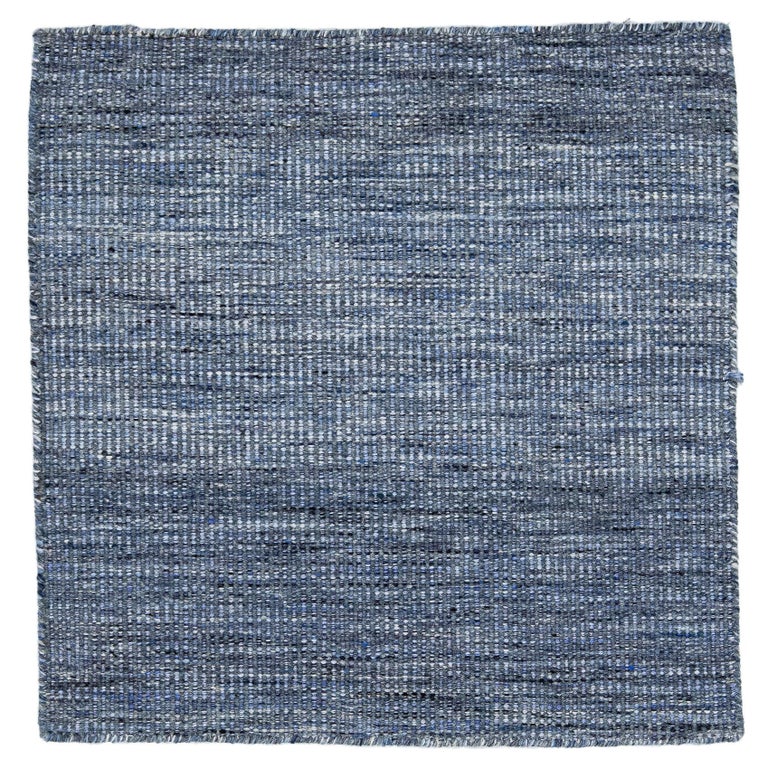 Apadana's Flatweave Kilim Navy Blue Custom Wool Rug For Sale at 1stDibs