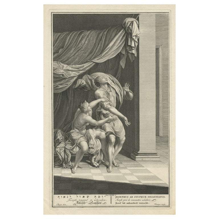 Old Original Engraving of Joseph Tempted to Whoredom, 1728 For Sale at ...
