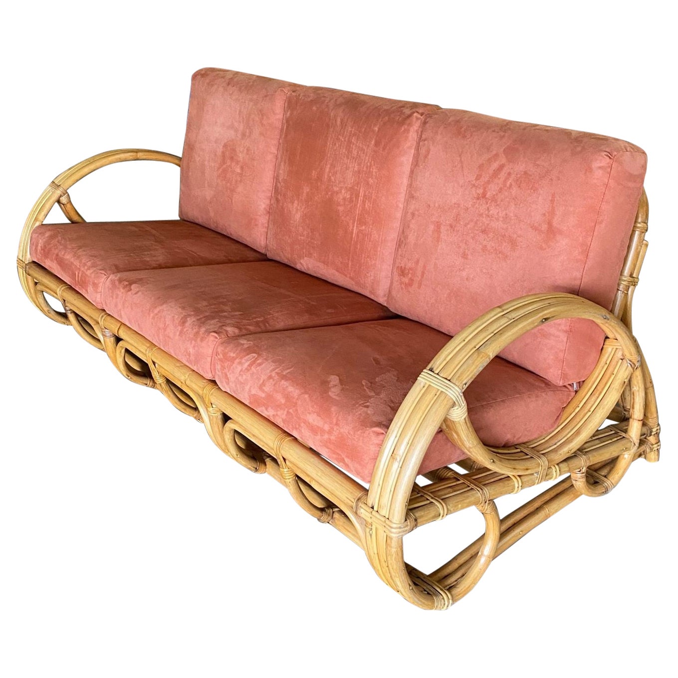 Restored Three-Strand Reverse Pretzel Rattan Sofa at 1stDibs