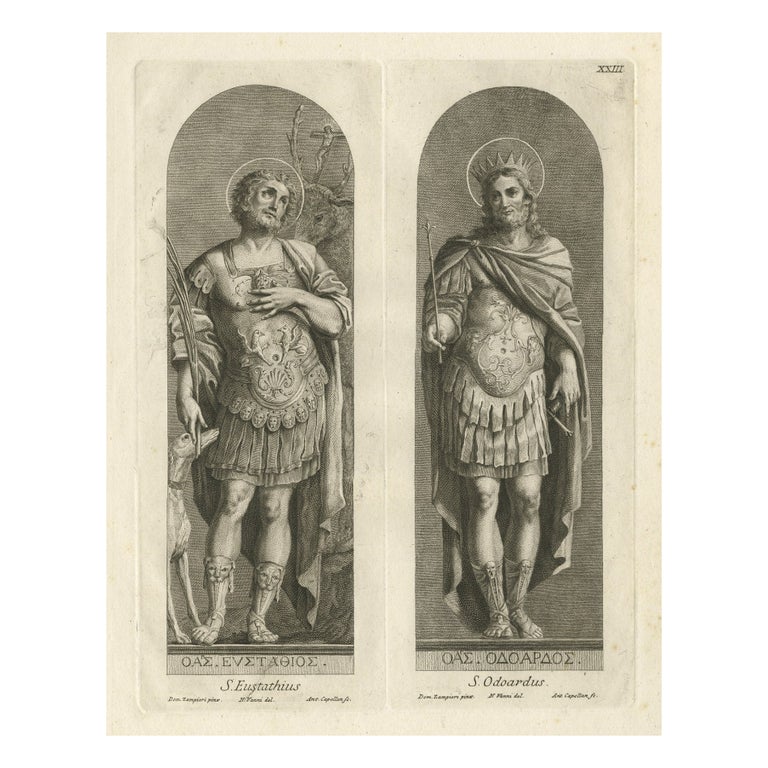 Antique Print of Saint Eustachius and Saint Odoardus, 1762 For Sale at ...