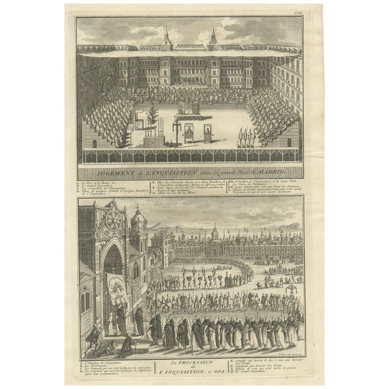 Antique Print of Spanish Inquisitions in Madrid and Goa by Picart, 1723 ...