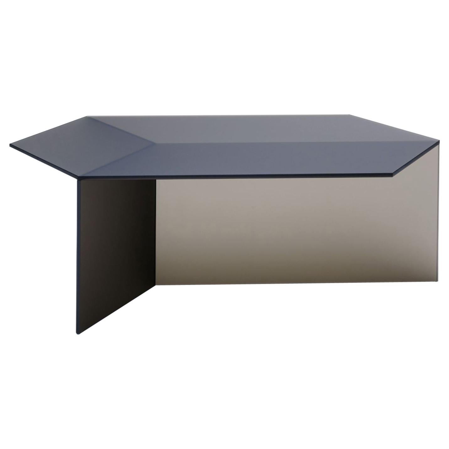 Isom Oblong Bronze Side Table Tempered Glass For Sale at 1stDibs