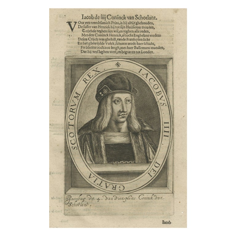 Antique Portrait of James IV, King of Scotland by Janszoon, 1615 For ...