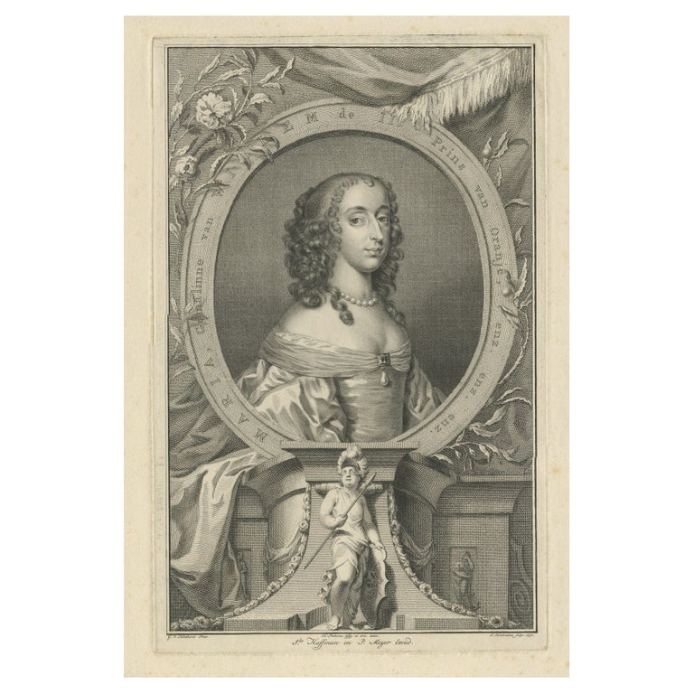 Antique Portrait of Queen Mary Henrietta Stuart, Wife of Willem of ...
