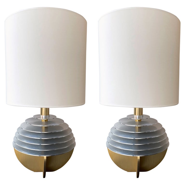 Pair of Metal and Brass Saturn Lamps by Banci, Italy, 1970s at 1stDibs