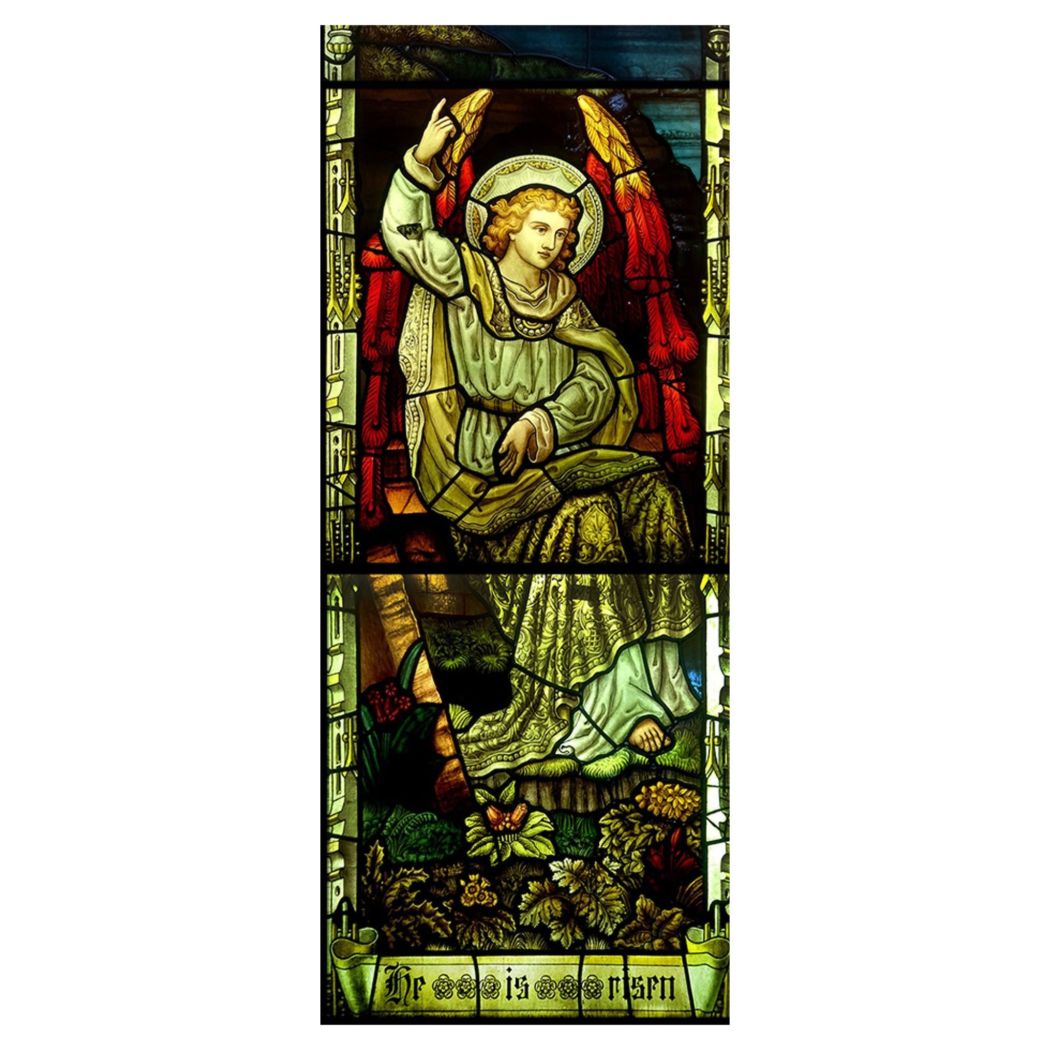 Antique Stained Glass Window Depicting An Angel at 1stDibs