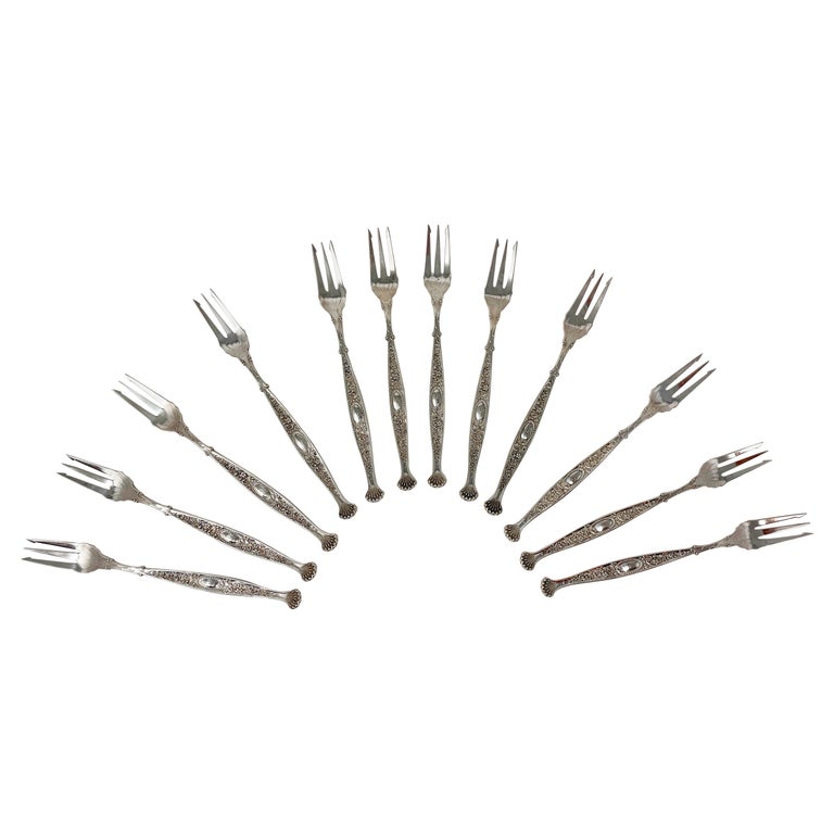 Set of 12 Antique American Hallmarked Sterling Silver Appetizer Forks ...