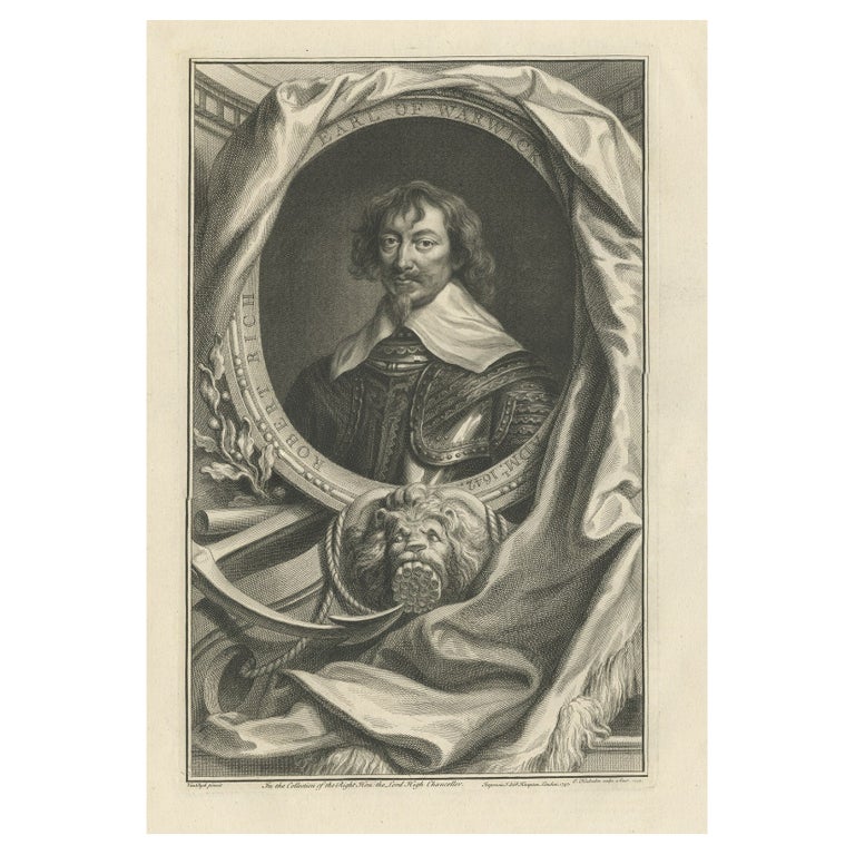 Old Portrait of Robert Rich, English Colonial Administrator, Admiral ...