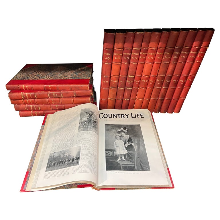 Set of 18 English Leather Bound Country Life” Books at 1stDibs