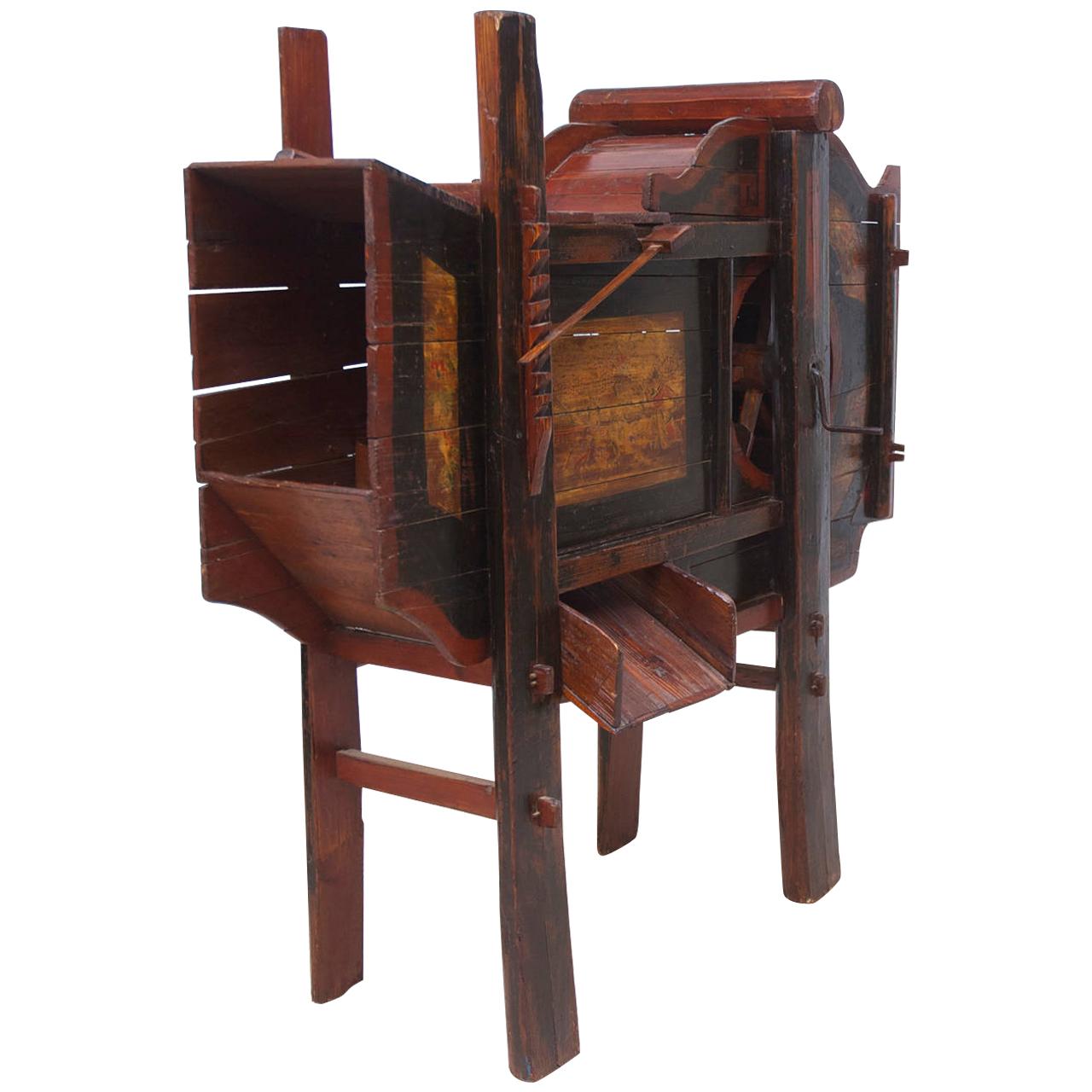 19th Century Wooden Chinese Rice Thresher with Painted Scenes For Sale ...