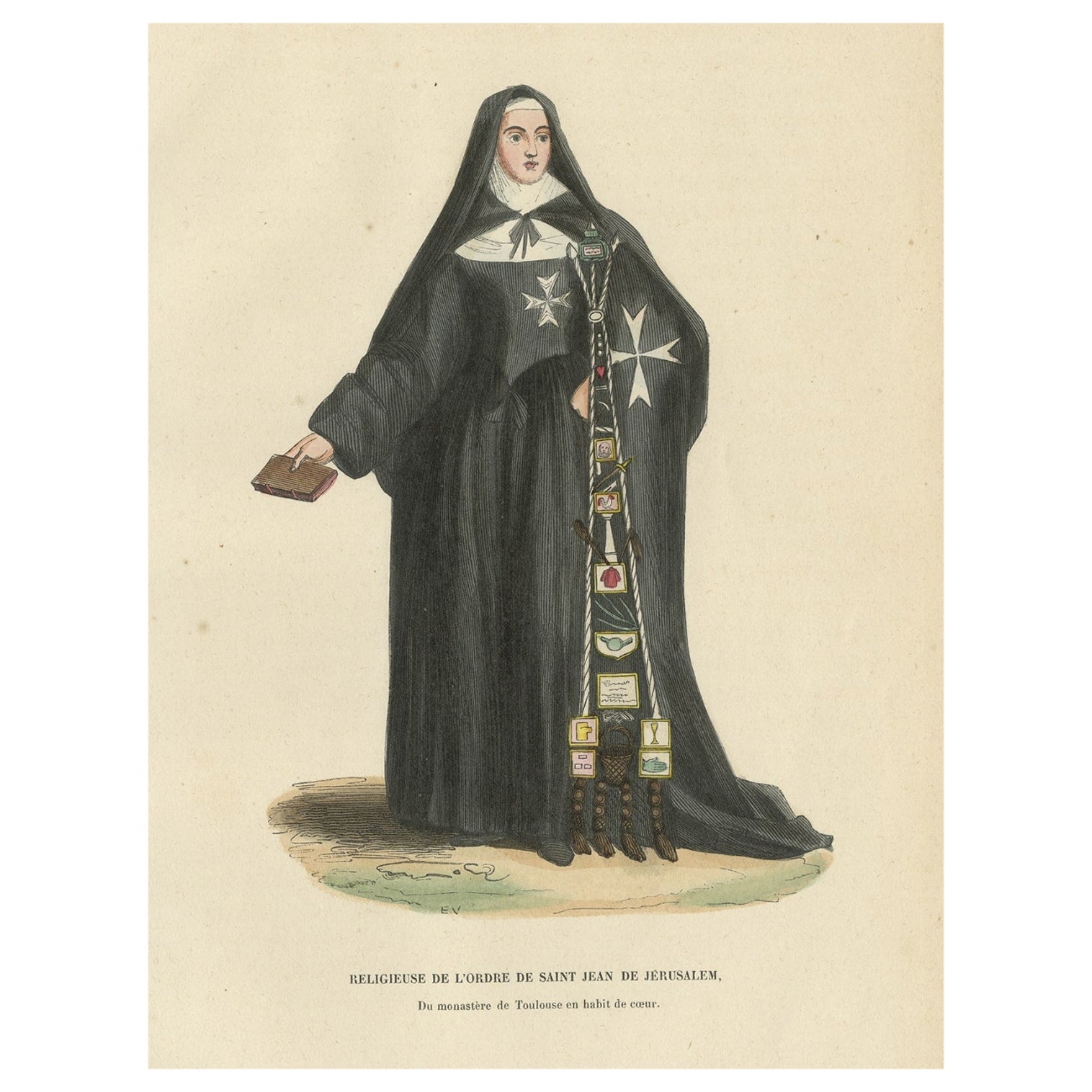 Antique Print of a Nun of the Canonesses of St. Augustine, 1845 For ...