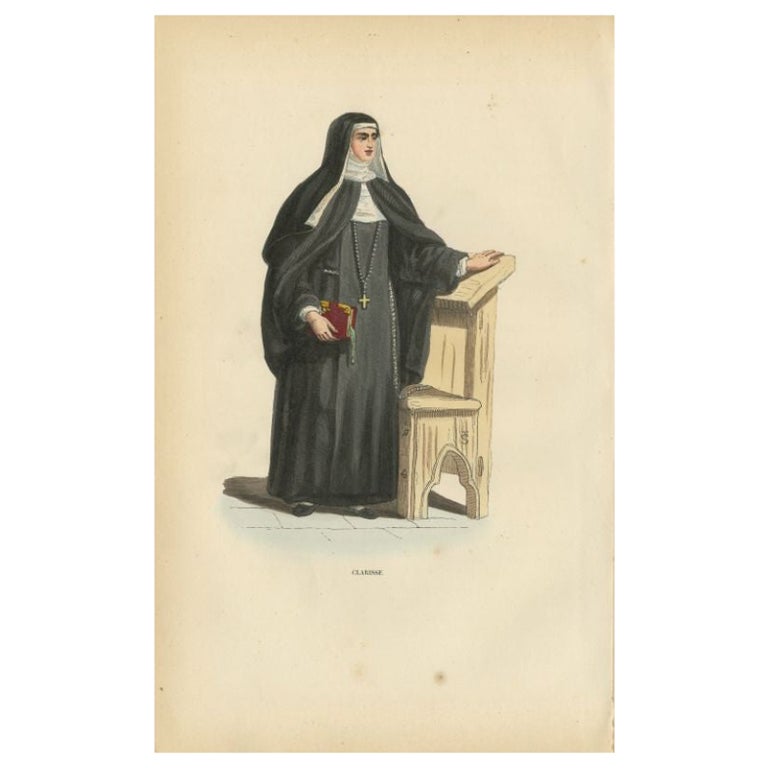 Antique Print of a Poor Clare Nun, from The Order of Poor Ladies, 1845 ...