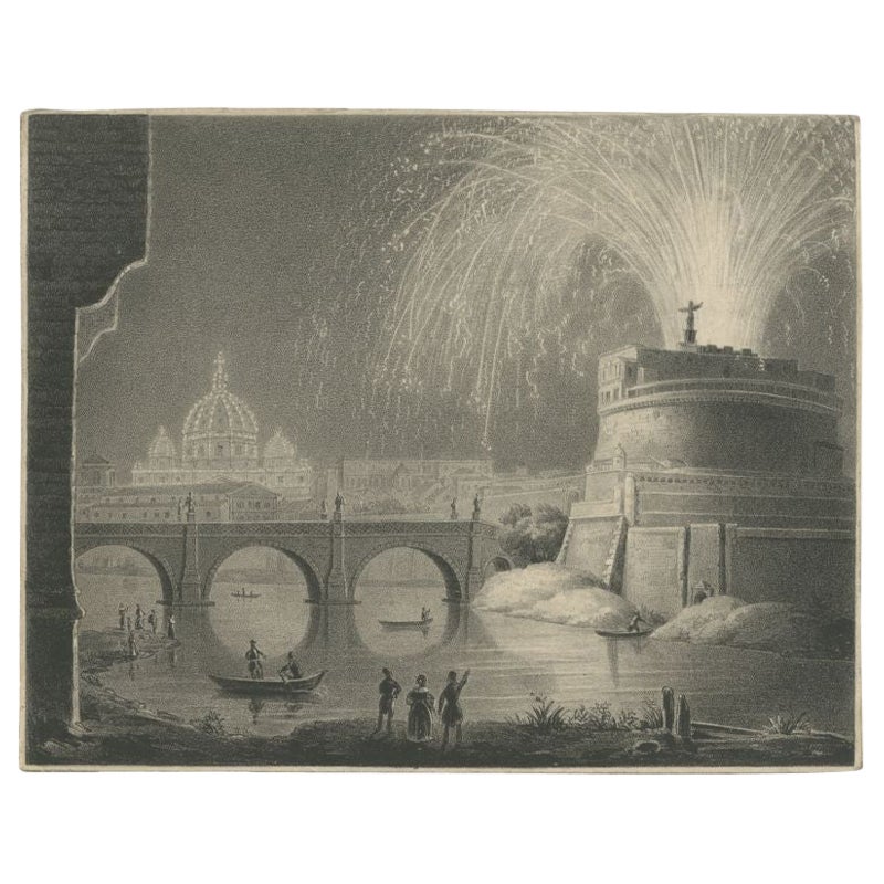 Rare Antique Print of a Firework Display, c.1820 at 1stDibs | antique ...