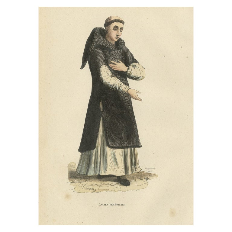 Antique Print of a Benedictine Monk, 1845 For Sale at 1stDibs