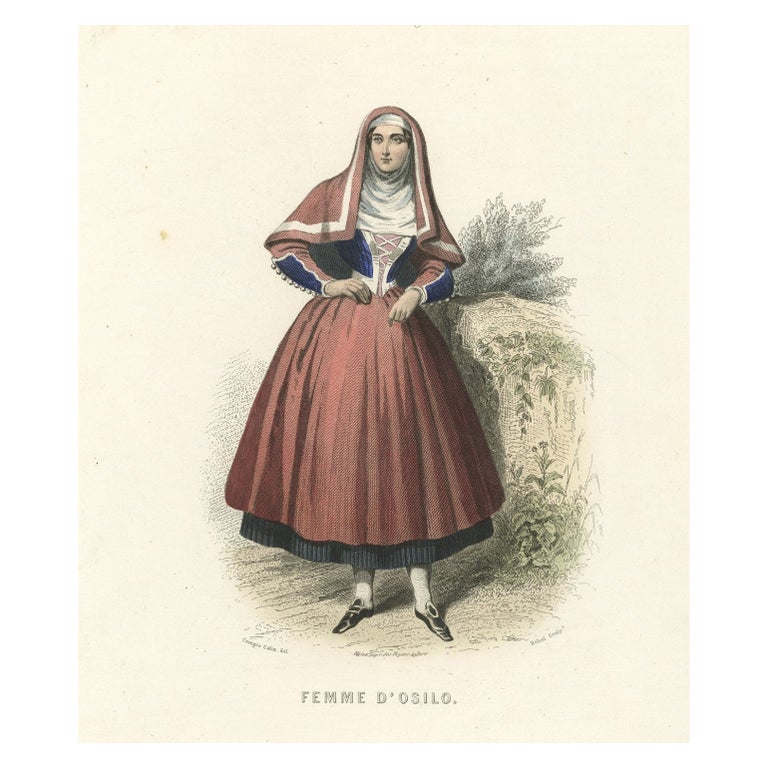 Antique Print of a Lady from Osilo in the Sassari Region 'Sardinia ...