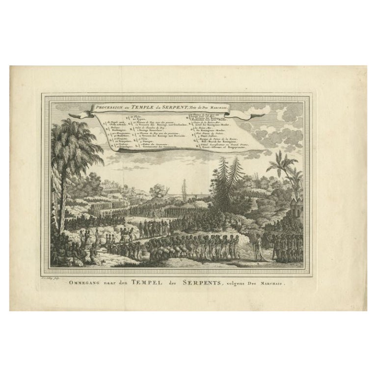 Antique Print of the Temple of Pythons, Ouidah, Benin, Africa, 1748 For ...