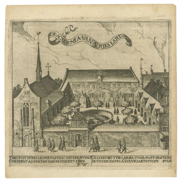 Antique Print of the University of Franeker by Winsemius, 1622 For Sale ...
