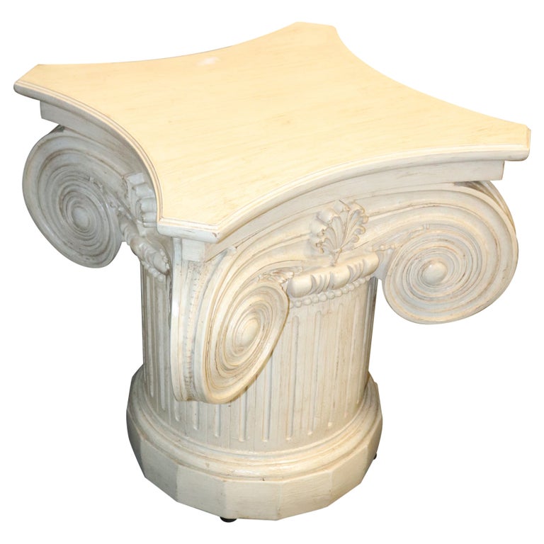 Antique White Painted Ionic Column Dining Table Base Meant for Glass ...