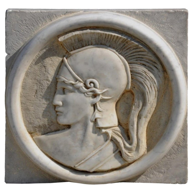 Carrara White Bas-Relief "Pallade Atena" End 19th Century For Sale at ...