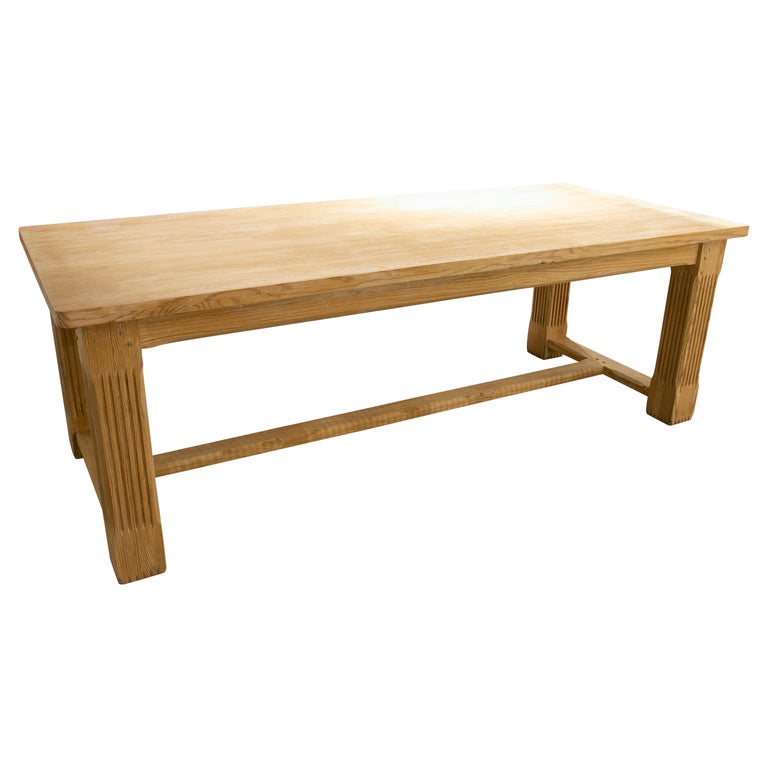 Farmhouse and Rustic Pine Wood Table with Straight Lines For Sale at ...