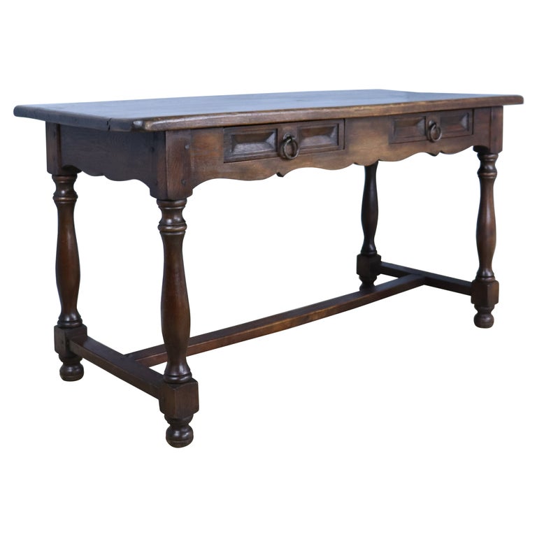 Freestanding Spanish Oak Writing Desk with Chestnut Top For Sale at 1stDibs