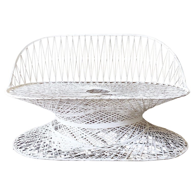 Mid-Century Modern White Russell Woodard Spun Fiberglass Bench at 1stDibs