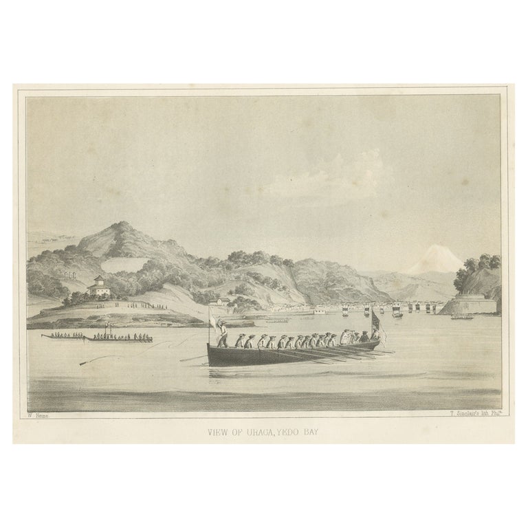 Antique Print of the Americans in a Boat in Uraga, Yedo Bay in Japan ...