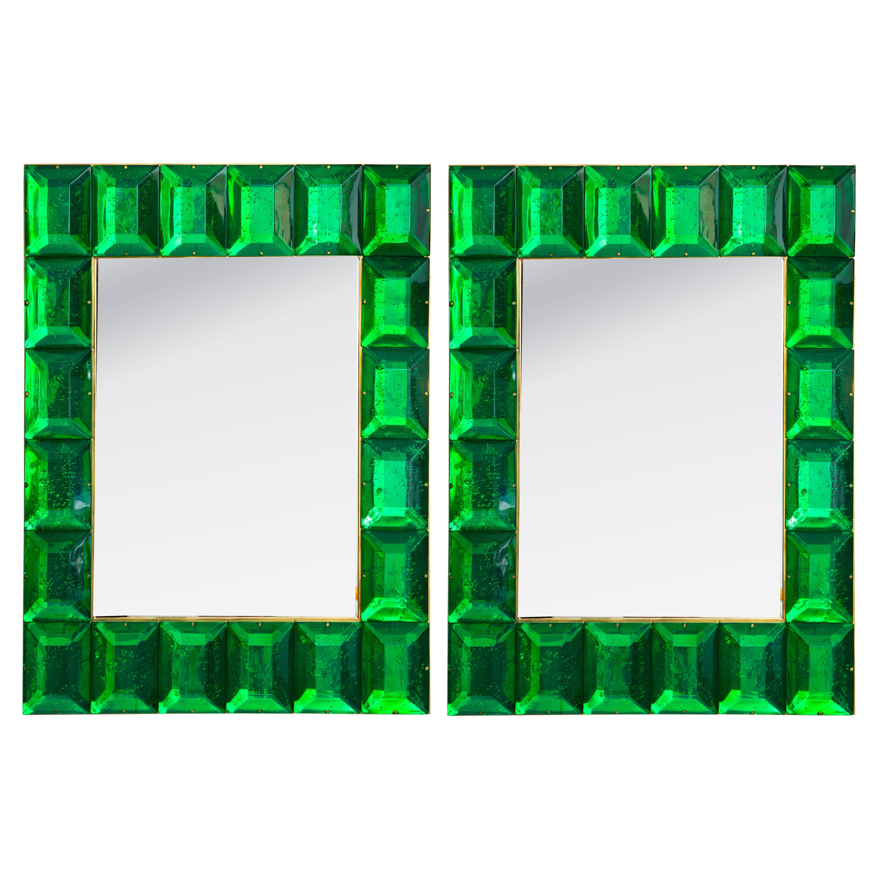 Diamond Large Mirror Emerald at 1stDibs
