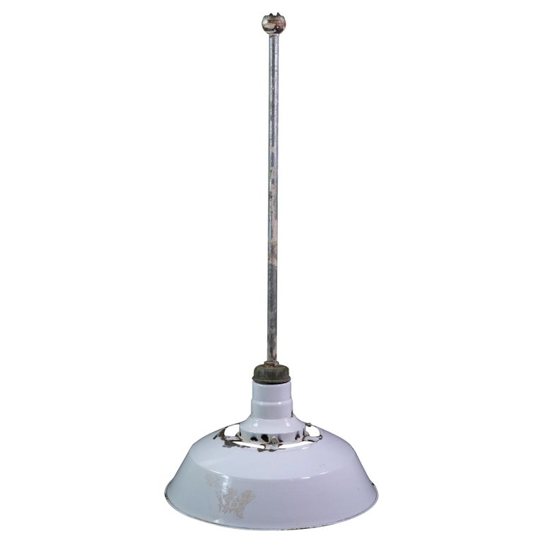 White Slotted Steel Shade Industrial Factory Pendant Light Qty ...