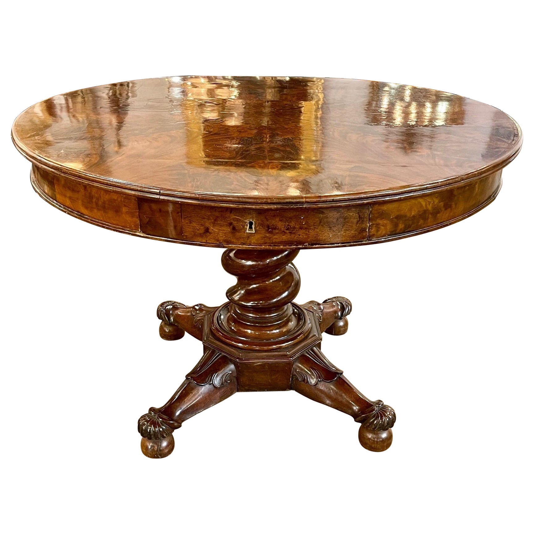English Round Table with Barley Twist Legs at 1stDibs