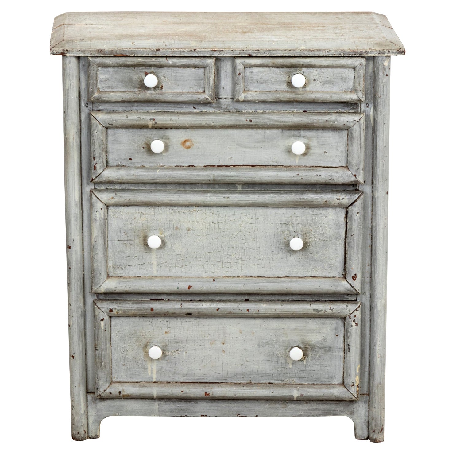 19th Century Grey Painted English Chest of Drawers at 1stDibs